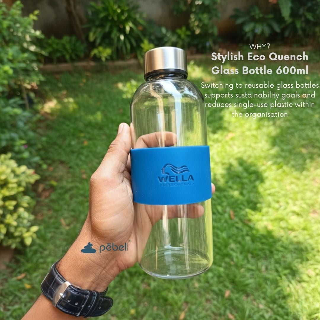 Glass Bottle with Silicone Sleeve 600ml Custom Logo – Pebel