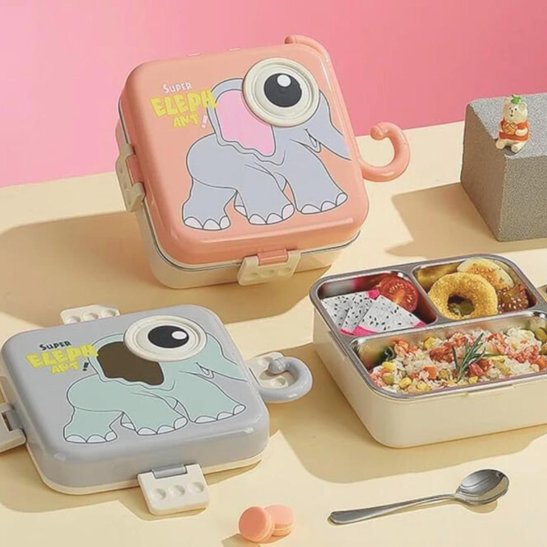 Elephant Design Bento Customized Steel Lunch Box | 3 compartments - Fo ...