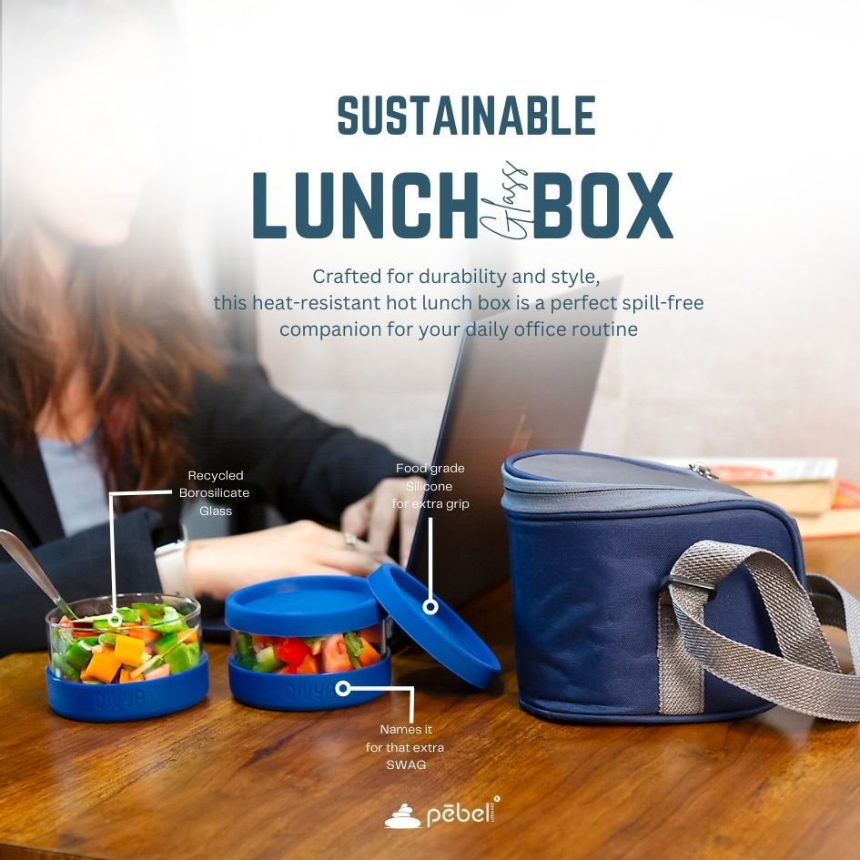 Large Glass Lunch Box - 2 Pcs | No Plastic, Spill-Proof & Safe – Pebel