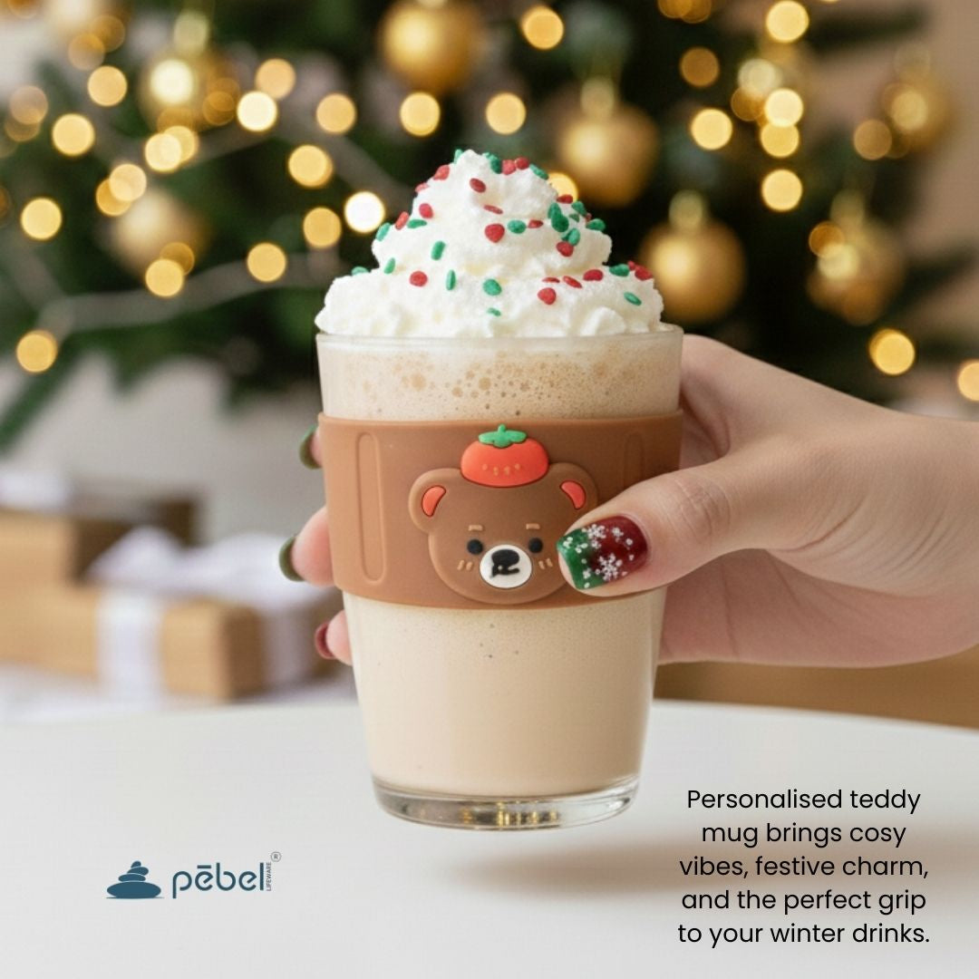 Personalized Teddy Coffee Mug with Silicone Band | 400ml – Pebel